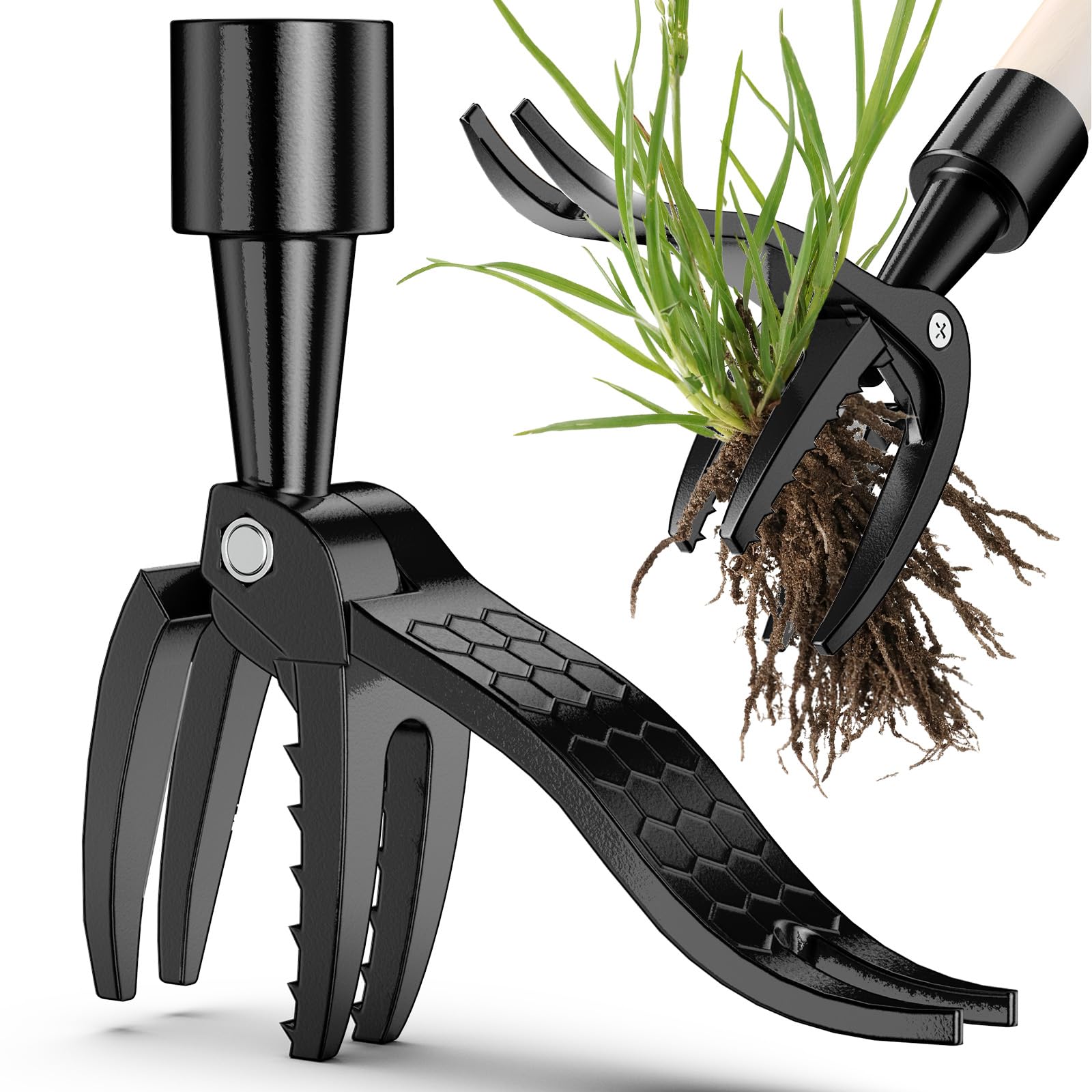 Zakolak Weed Puller Tool Head Replacement, Weeding Puller Remover Tool Stand Up Heavy Duty for Yard Garden, 4 Claws Steel Head Artifact Uprooting Weeder Tool Design Easily Remove Weeds (No Handle)