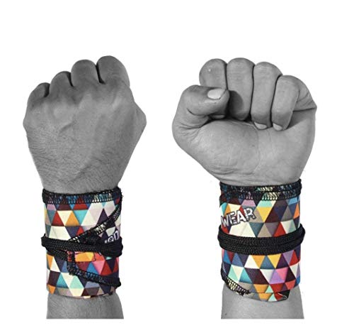 WOD Wear Wrist Wraps for Powerlifting, Strength Training, Bodybuilding, Cross Training, Olympic Weightlifting, Yoga Support - One Size Fits All (Diamond Pattern)