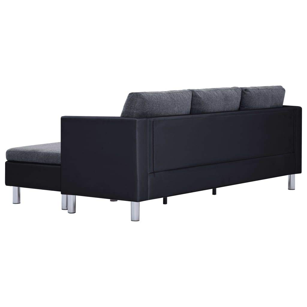 vidaXL Sofa, Sectional Sofa Couch with Cushions, Upholstered 3 Seater Sofa for Home Living Room Bedroom, Modern Style, Black Faux Leather