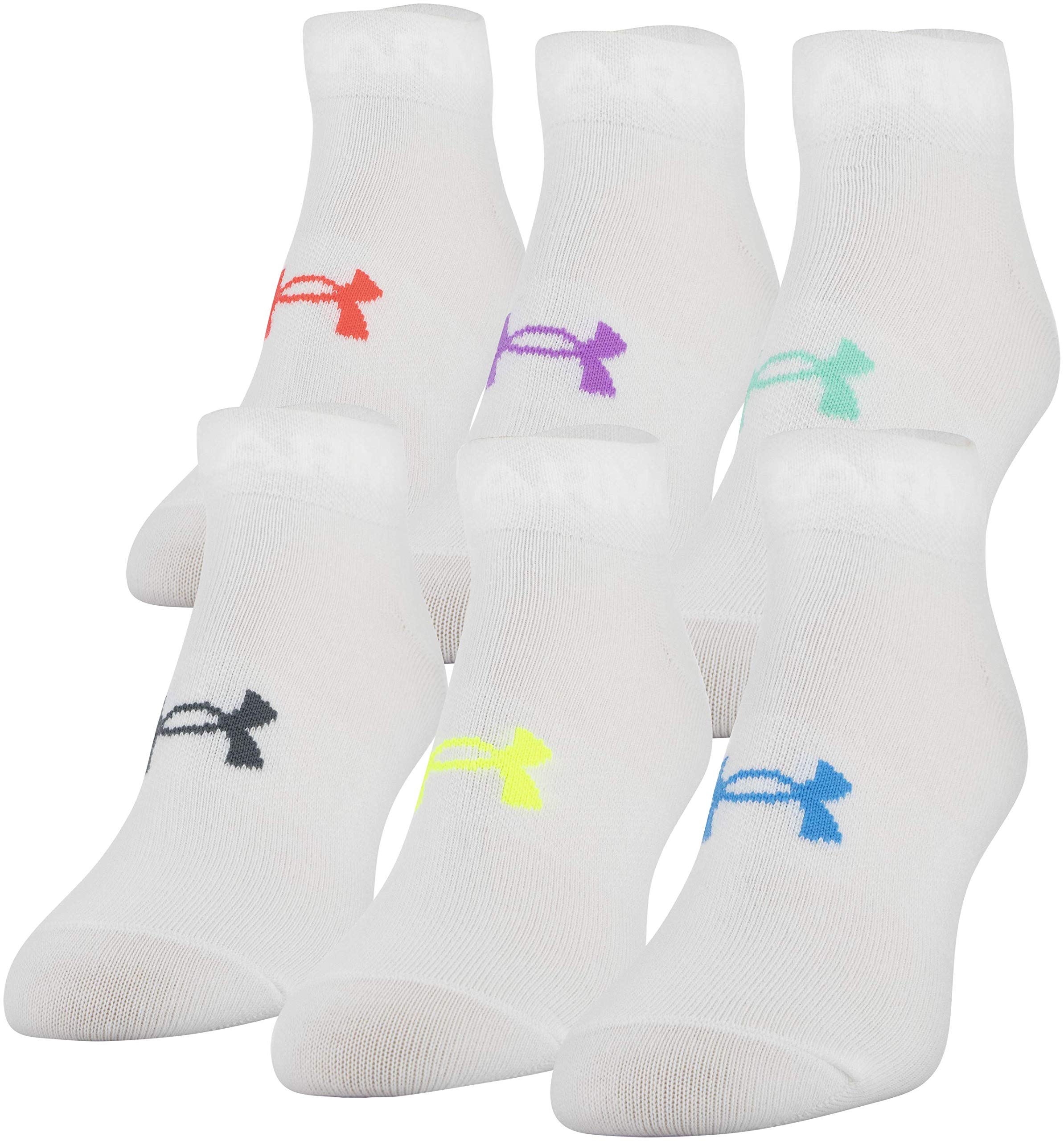 Under Armour Women's Essential Lightweight Low Cut Socks, 6-Pairs, White, Medium