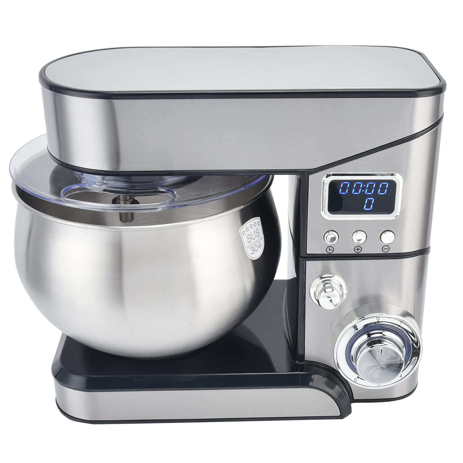 Stand Mixer, 6-Speed 500W Electric Kitchen Food Mixer Tabletop Dough Kneader with Timer Function and 5L Stainless Steel Bowl for Household Home Kitchen Baking, Making Cake, Cookie, Kneading(silver)