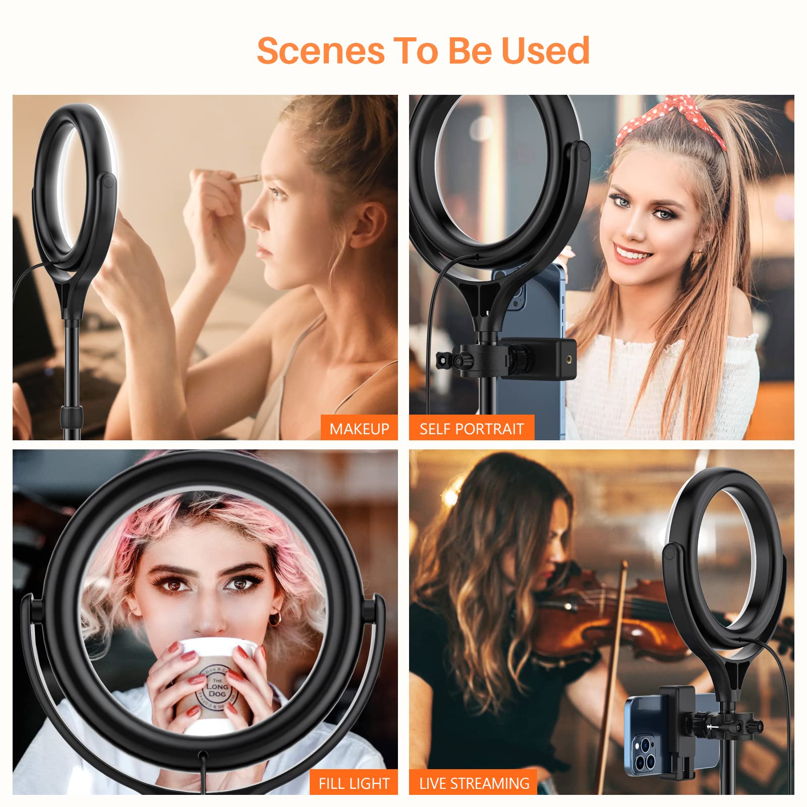 Video Conference Lighting Computer Ring Light - Webcam Laptop Light Ring for Zoom Meetings, Video Recording, Desktop Circle Ring Light with Stand & Phone Holder, Zoom Lighting for Computer