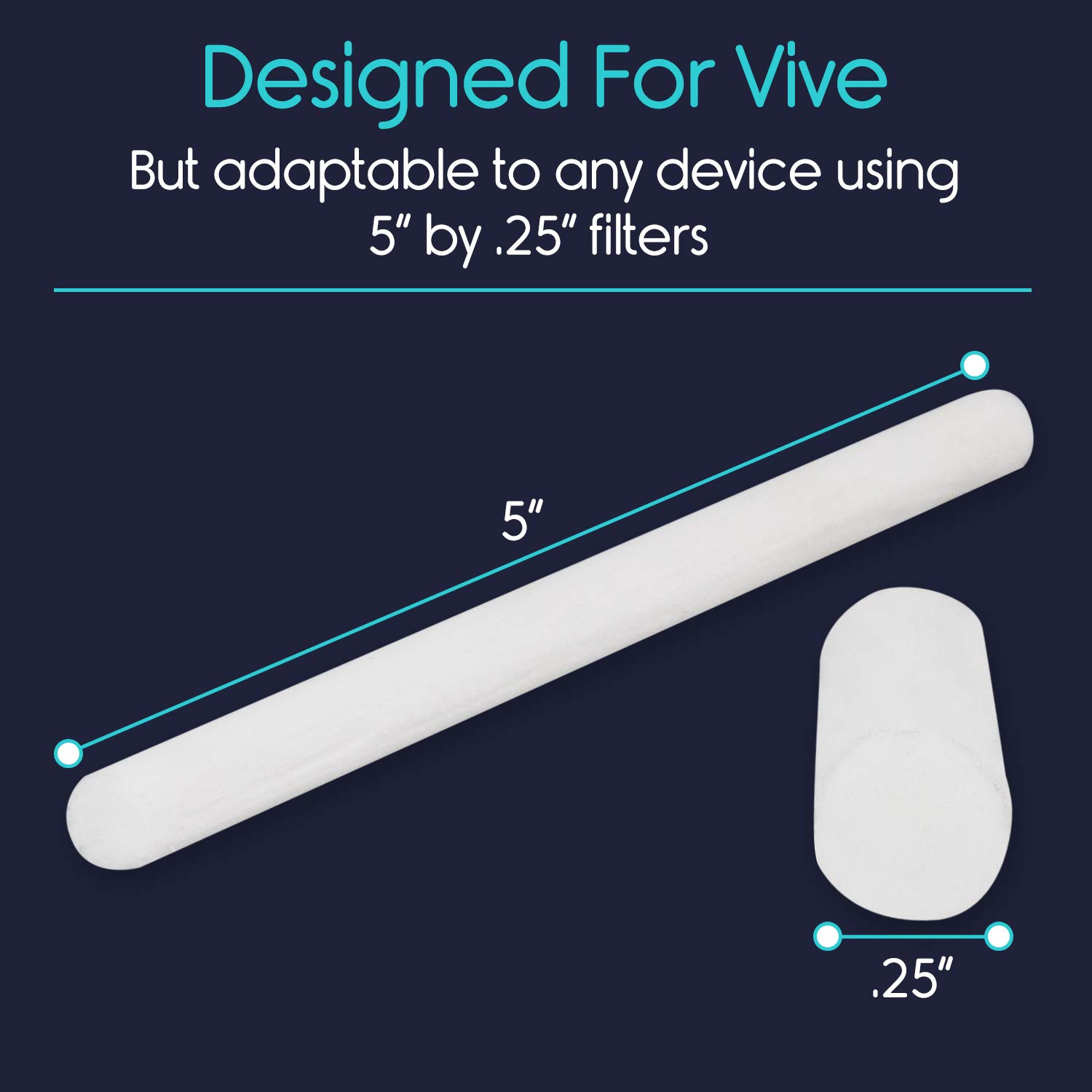 Vive Mini Humidifier Filter Replacements (8 Pack) - 90 Days Per Stick - For Travel, Car, Baby Bedroom, Office - Portable Clean Personal Cooling Air - Cotton Fiber Wicks