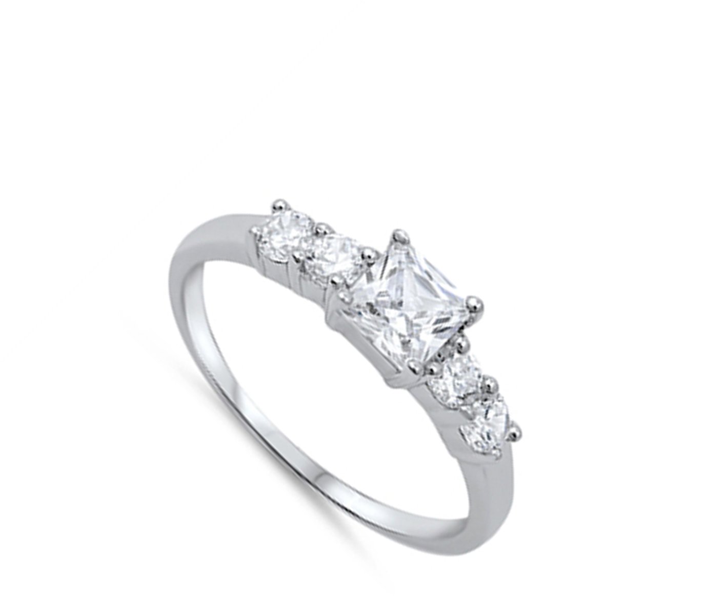 White CZ Simple Elegant Engagement Ring New .925 Sterling Silver Band Size 8