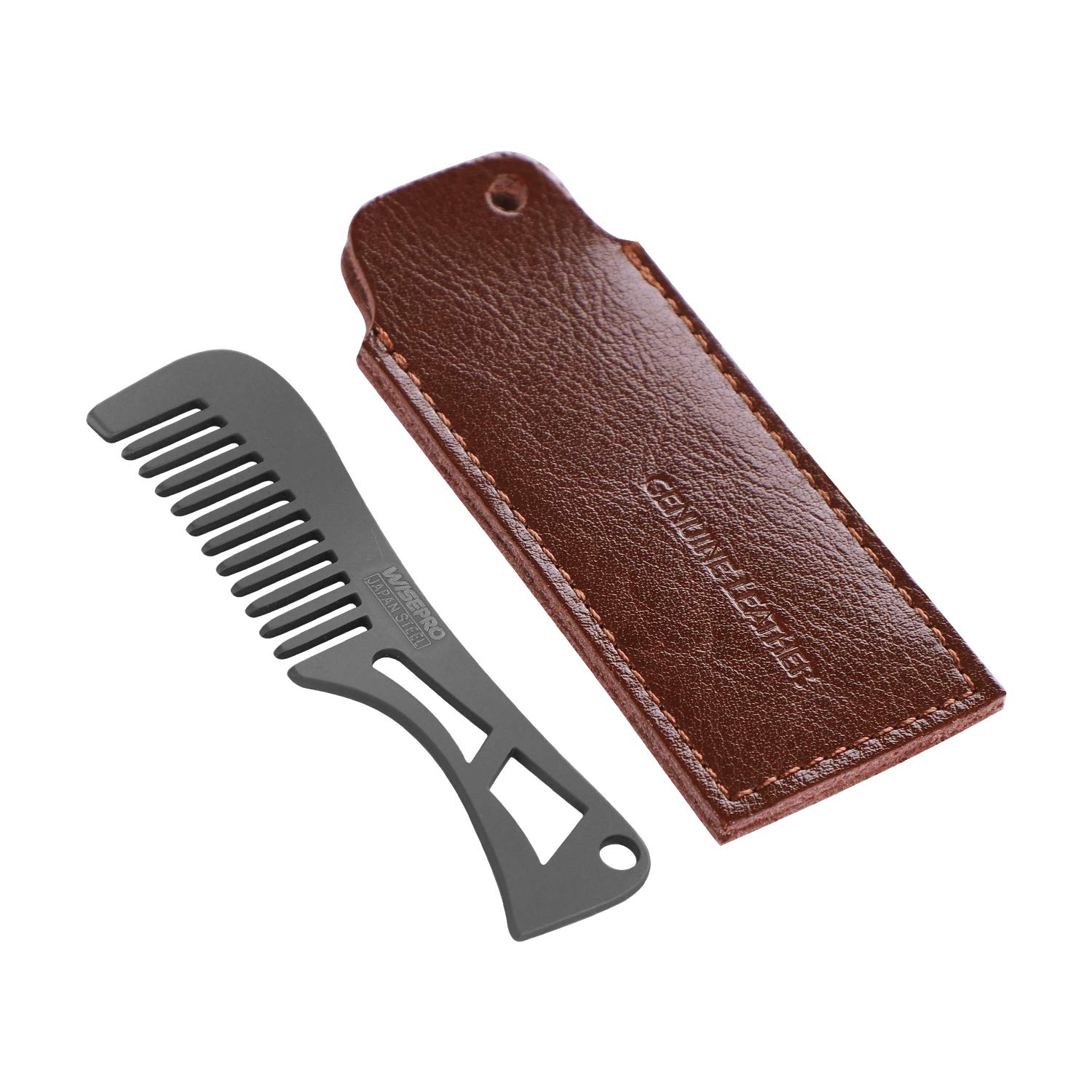 WISEPRO Beard Mustache Comb Fine Toothed Beard Comb Keychain Comb,Suitable For Beard Care Facial Hair Grooming(Black Beard Hollow)