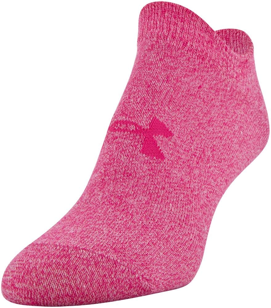 Under Armour Women's Essential 2.0 No Show Socks, 6-Pairs , Exuberant Pink Assorted , Medium