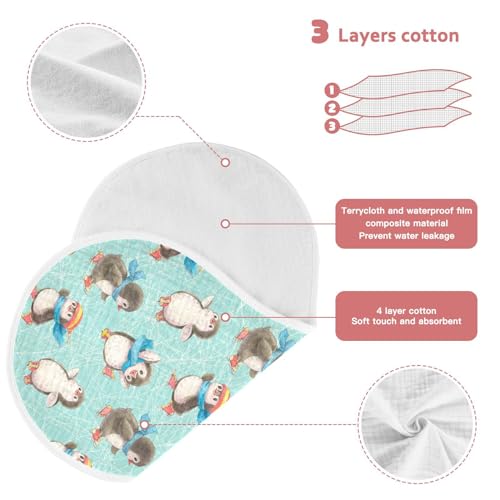 vvfelixl Baby Burp Cloths Cute Penguins Skates Baby Newborn Cotton Burping Cloths Set Baby Washcloths 4 Pack Blue
