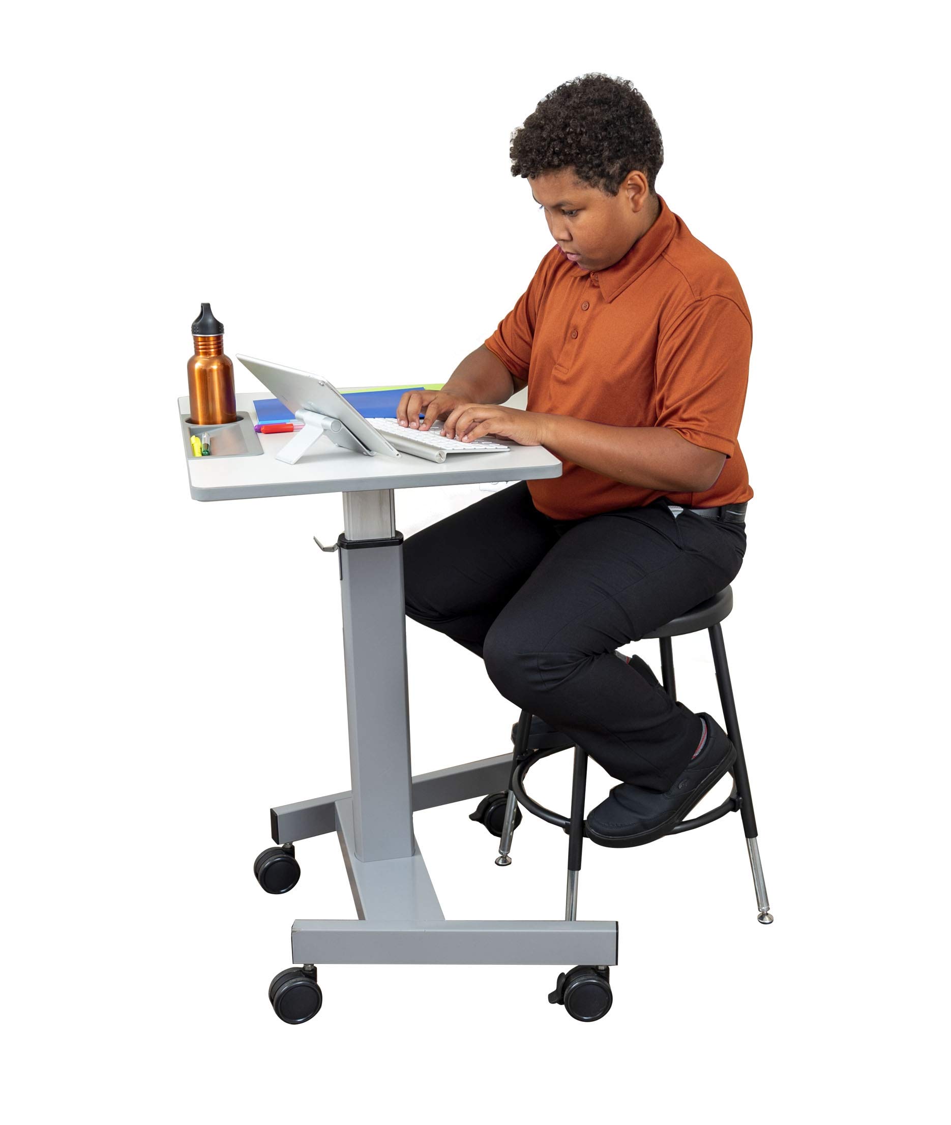 Stand Up Desk Store Stackable Adjustable-Height Classroom Office Workstation Stool (Black)