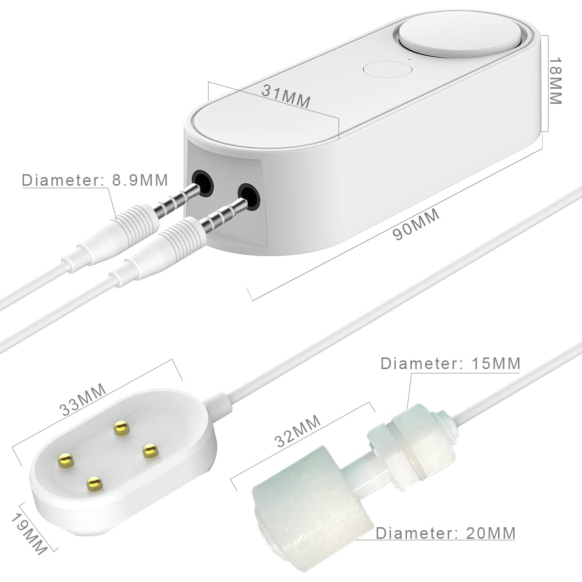 WiFi Water Leak / Water Level 2 in 1 Detector, Smart Water Sensor Alarms, Detached 2 M Dual Detection Line, Left and Right Dual Alarms, Remote App Monitoring, Dual Alerts, AAA Battery Powered