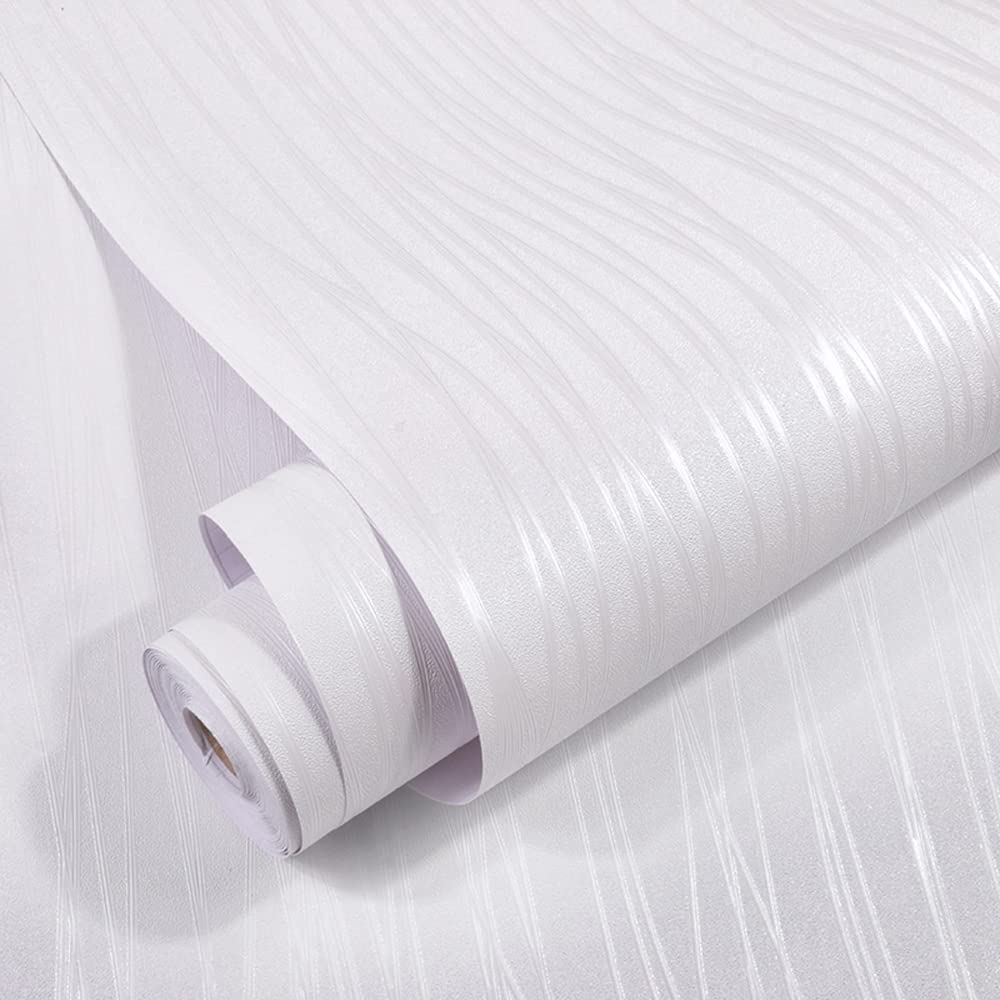 Wallpaper Peel and Stick White Stripe Waterproof Removable Self Adhesive Wallpaper Modern Decorative Wall Covering Vinyl PVC Furniture Stickers