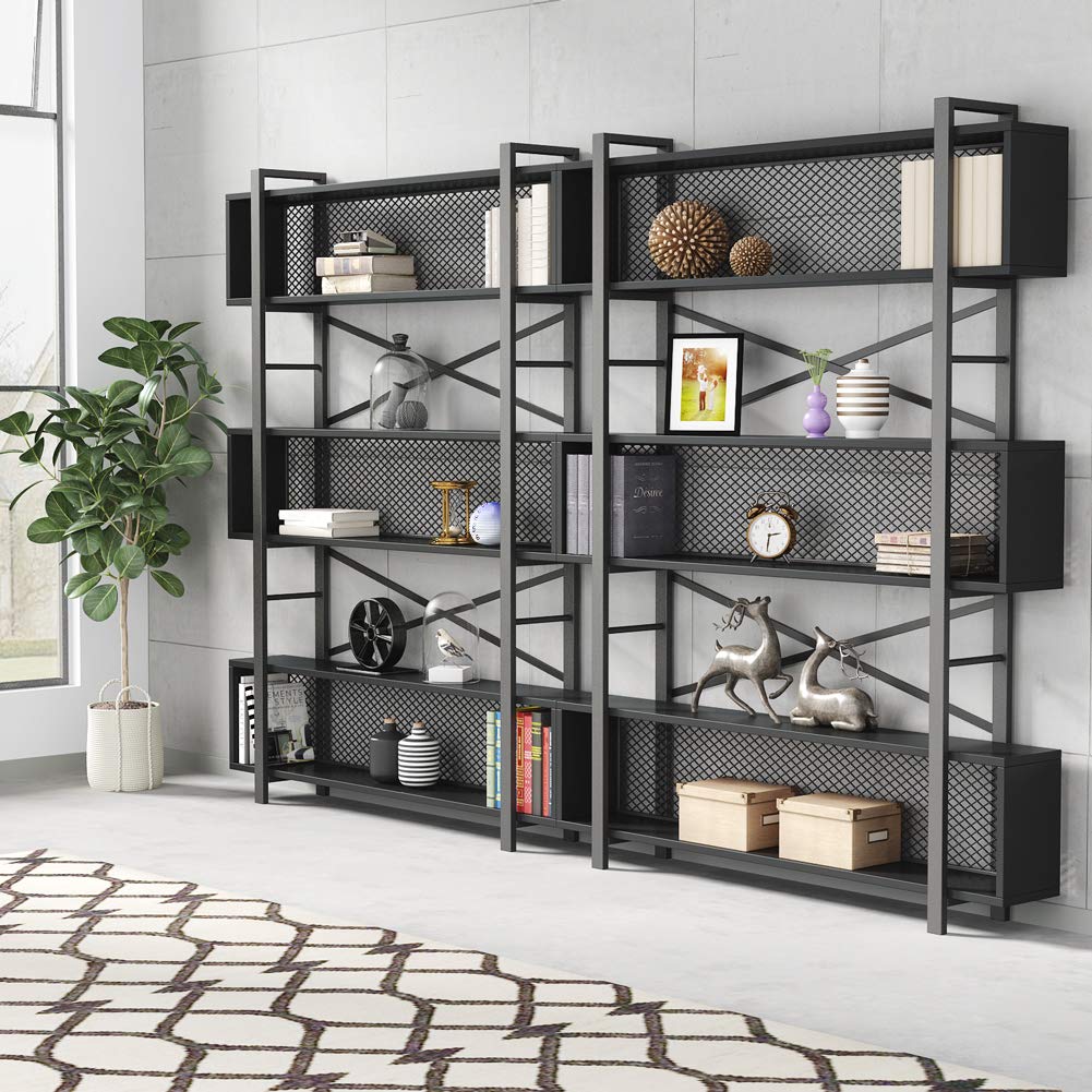 Tribesigns 5-Shelf Bookshelf with Metal Wire, Modern Industrial Bookcase Display Shelf Storage Organizer with Metal Frame for Home Office, 47.2 L x 9.4 D x 71 H (Black)