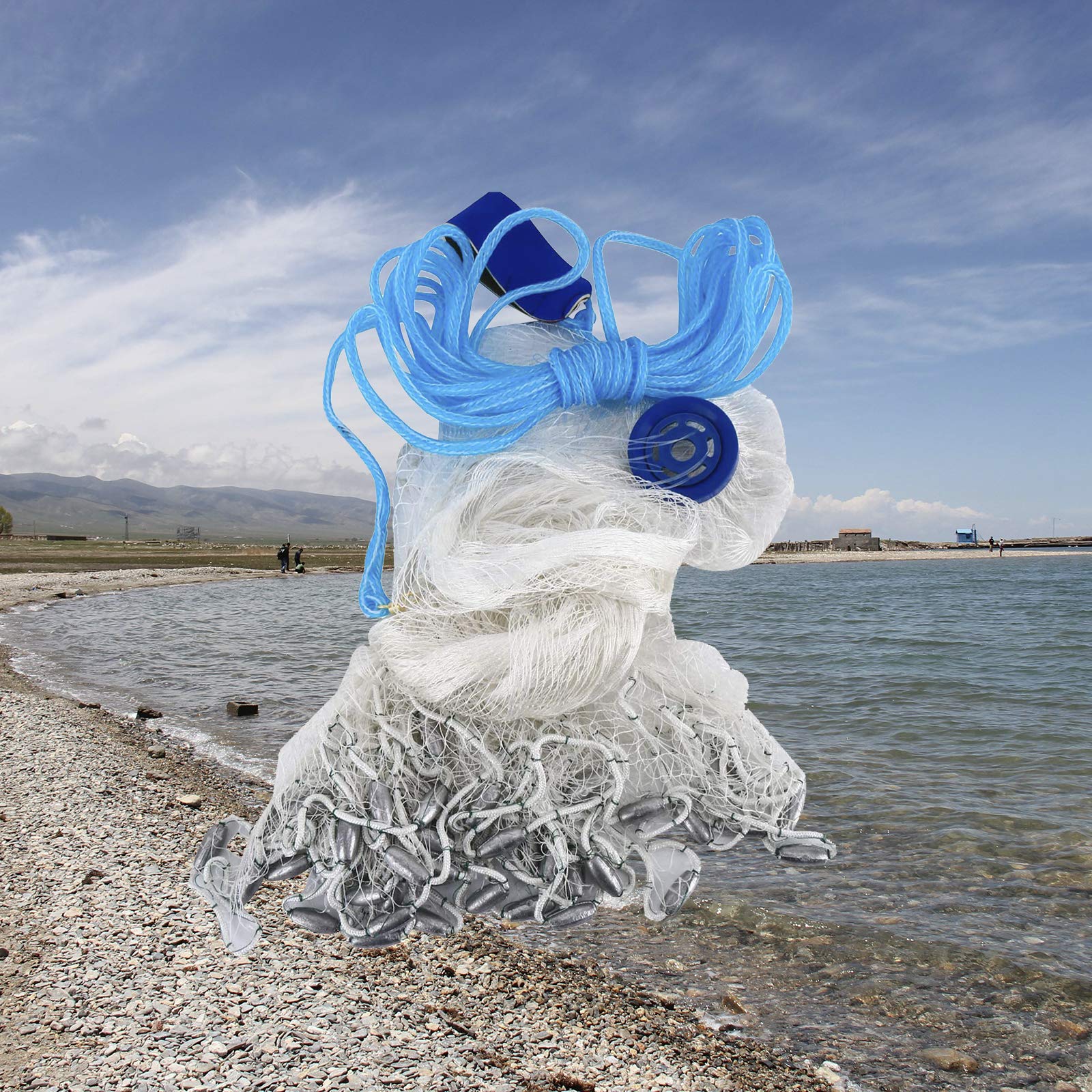 YaeMarine 4FT/6FT/8FT/10FT/12FT Hand Made Fishing Cast Salt Net Real Lead Weights Sinking Fast Heavy Duty for Bait Trap Fish (6)