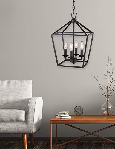 Trans Globe Imports 10264 ROB Transitional Four Light Pendant from Lacey collection in Bronze/Dark finish, 12.00 inches