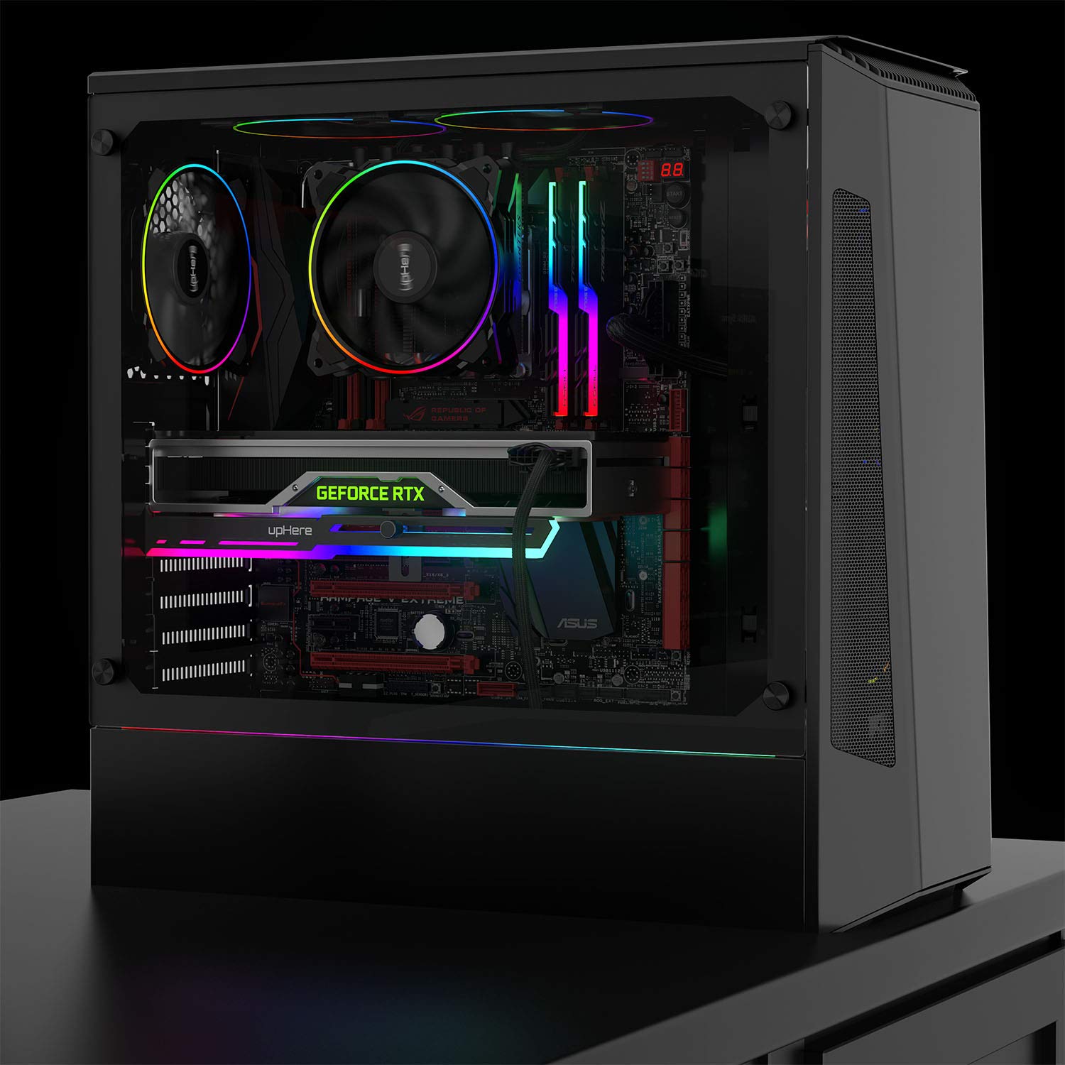 upHere 120mm RGB LED Case Fan,Dual Halo LED Pc Fan,High Performance Silent Fan for PC Cooling,EN1206-5