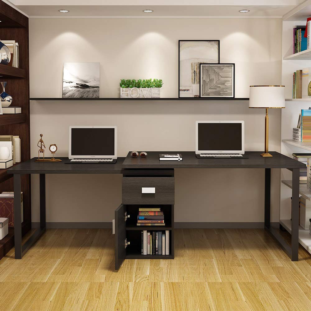 Tribesigns Rotating L-Shaped Computer Desk, 55 Inches Modern Corner Computer Desk Large Study Executive Office Desk Writing Table with Storage File Cabinet for Home Office (Black)
