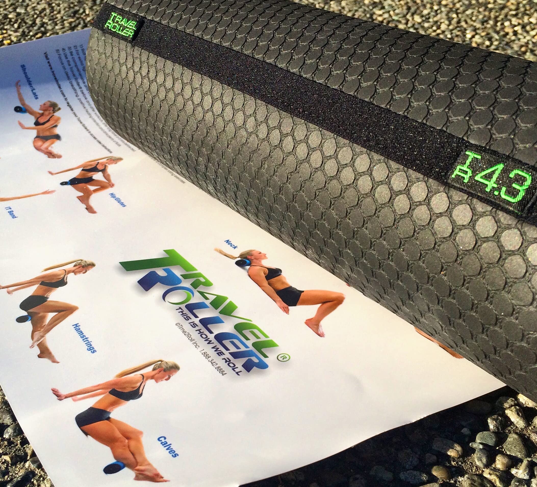 Travel Roller® Deluxe Foam Roller *Black* with Free Online Instructional Videos & Poster, Original (12.5" x 4.3")