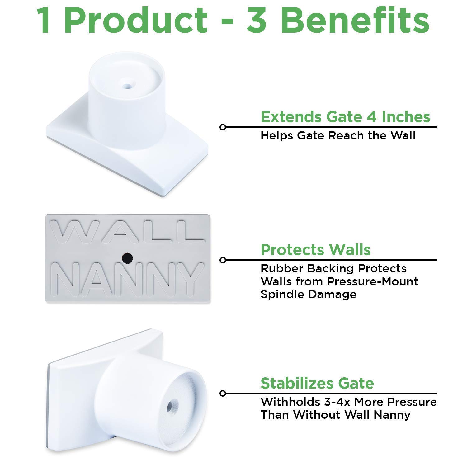 Wall Nanny - Wall Nanny Mini + Wall Nanny Extender Bundle - Baby Gate Wall Protector and Extender