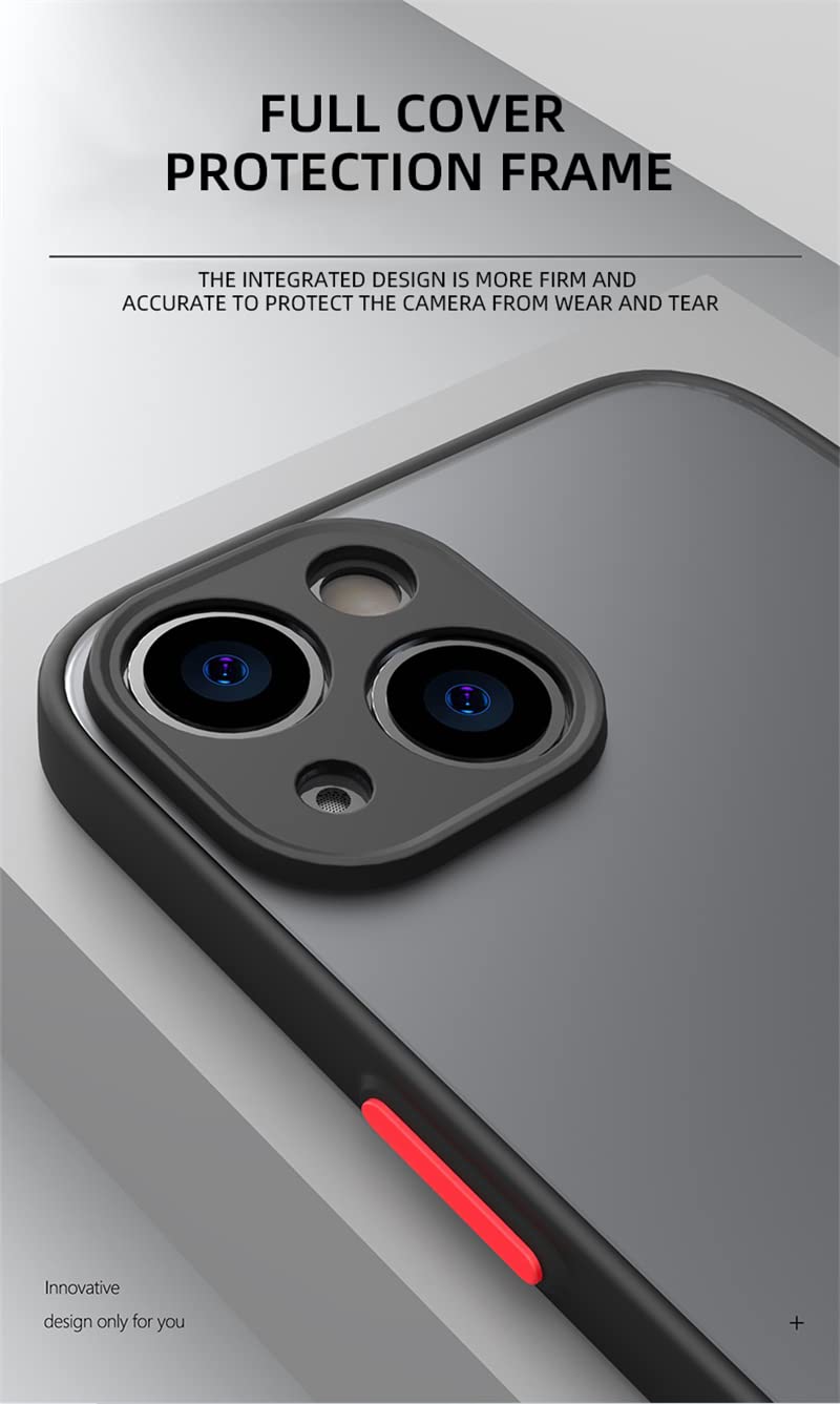 Topwin Matte Case for iPhone 14 Pro Max 6.7'', Translucent Shockproof Hard PC Back with Soft Silicone Bumper Full Camera Lens Protection Cover for Apple iPhone 14 Pro Max 6.7 inch 2022 (Black)