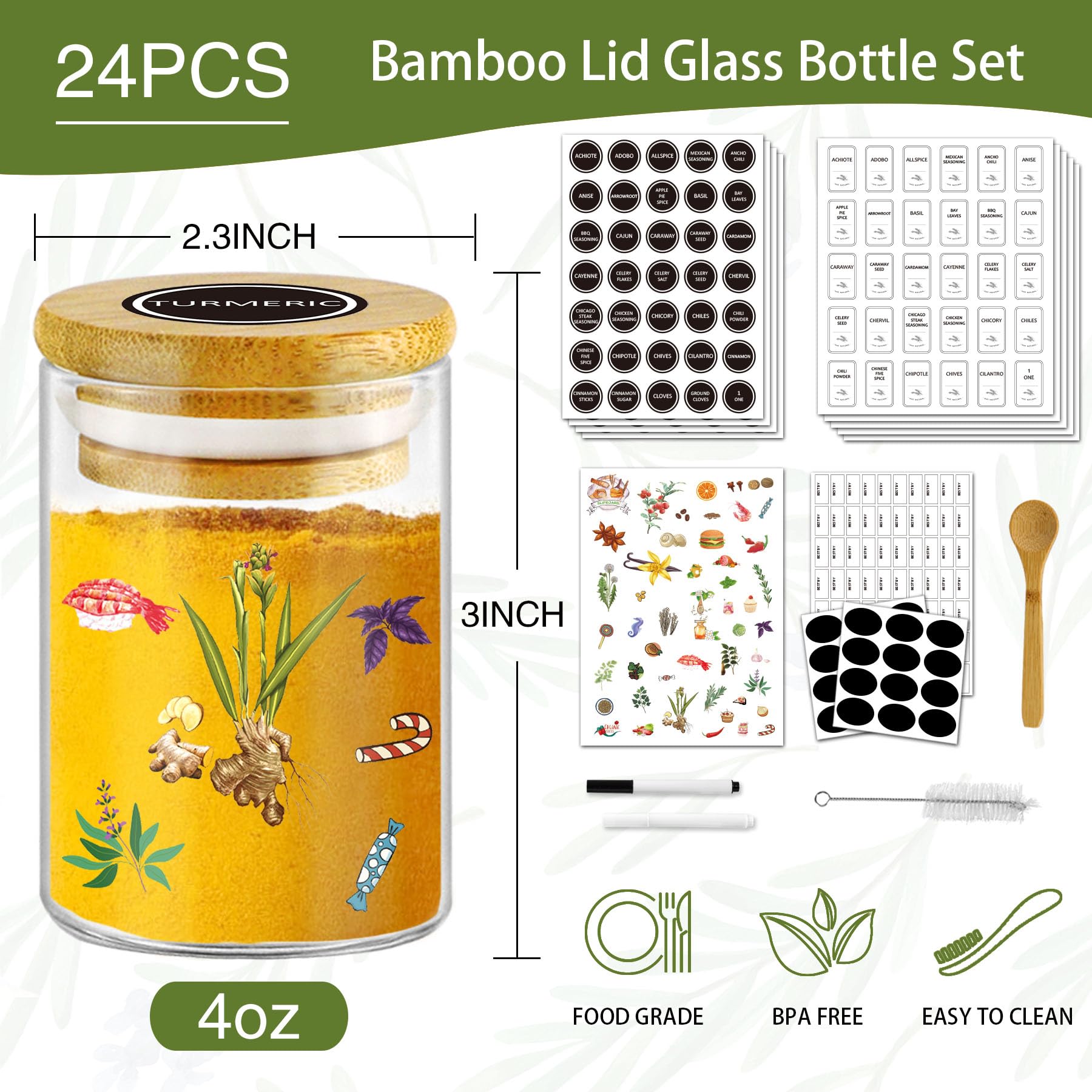 SLifeJars-Glass Jars with Bamboo Lids 32 oz 8 pcs Glass Food Storage Containers with Airtight Bamboo Lids, Glass Canisters Stackable Kitchen Pantry bamboo lid for Coffee Beans, Rice, Sugar and More