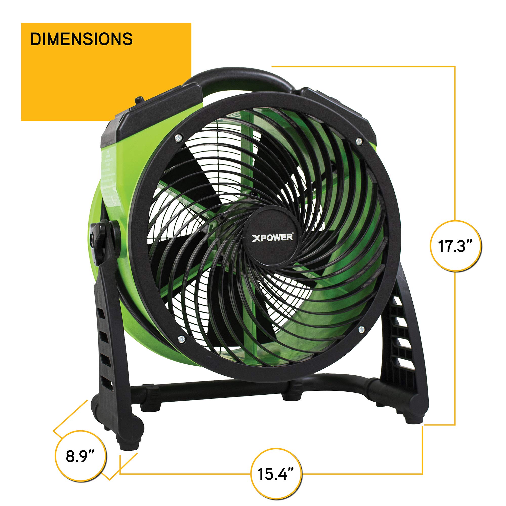 XPOWER FC-250D DC Motor Heavy Duty Industrial High Velocity Whole Room Air Mover Air Circulator Utility Floor Fan, Variable Speed, Timer, 13 inch, 1560 CFM