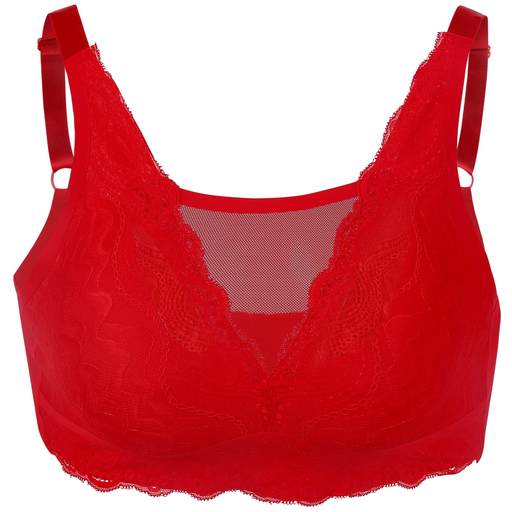Vollence Mastectomy Bra with Pockets for Silicone Breast Forms Prosthesis Women Everyday Bra Red
