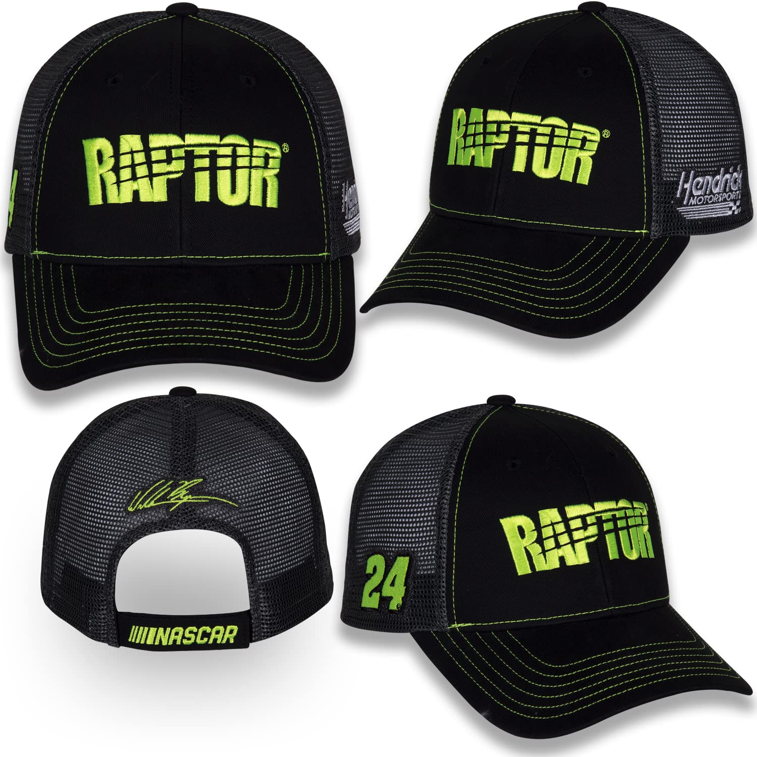 William Byron #24 2023 NASCAR Raptor Sponsor Black Adjustable Trucker Mesh Hat