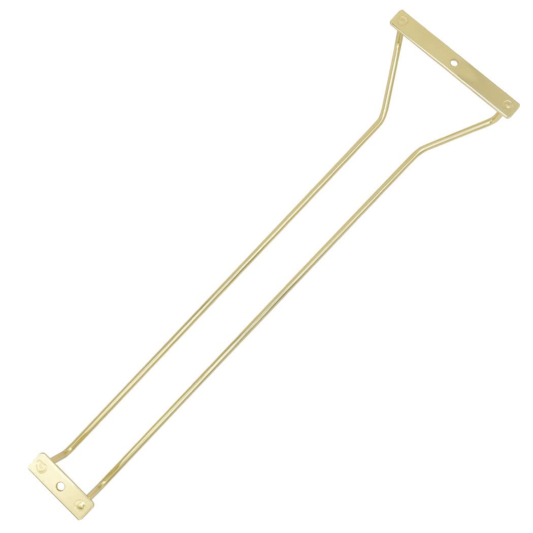 zoohot 40.5cm Gold Wine Glass Rack, Stemware Rack, Wire Hanging Rack, Under Cabinet Metal Wine Glass Holder 2 Pack