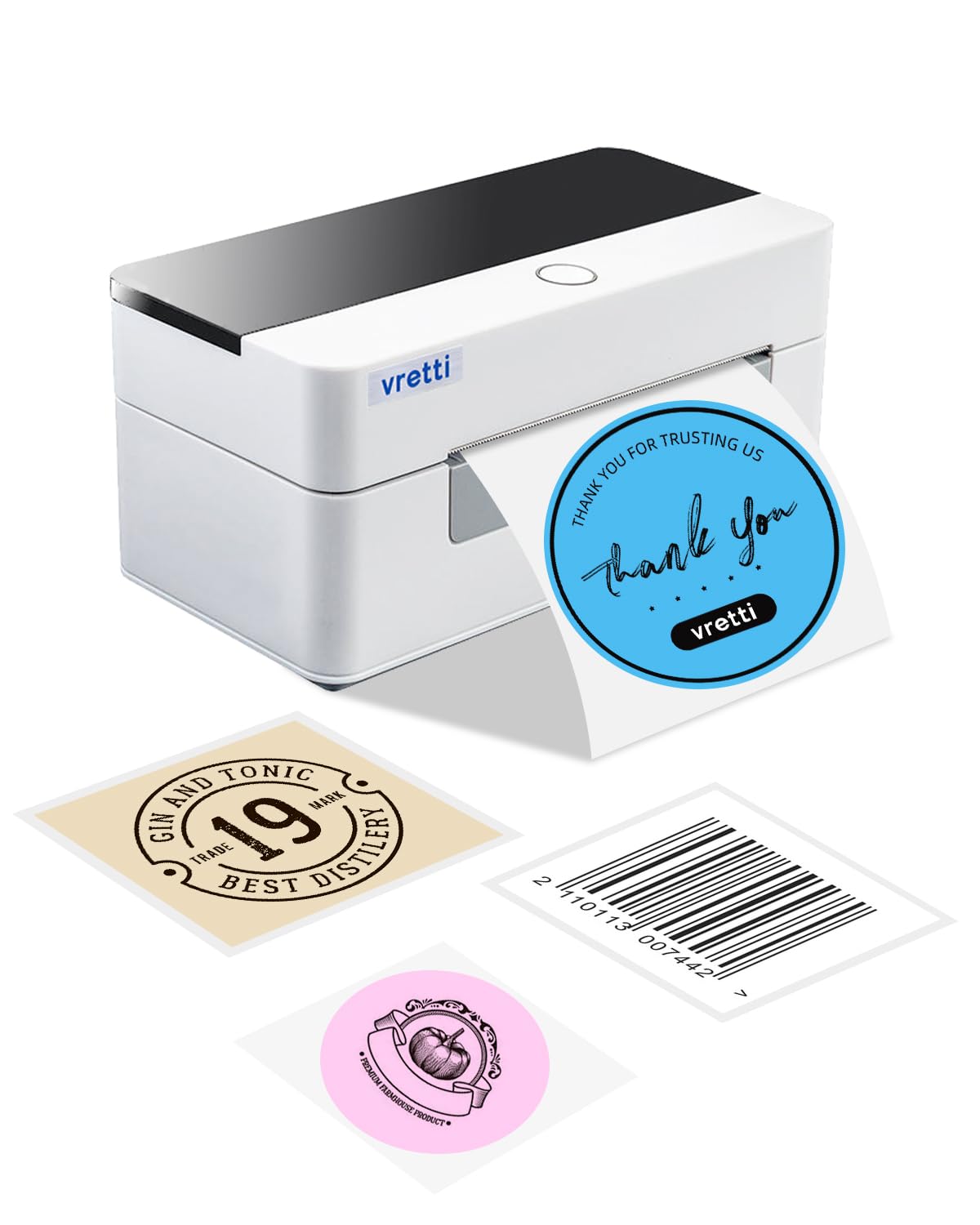vretti Thermal Label Printer, Thermal Shipping Label Printer for Shipping Packages & Small Business, 4x6 Label Printer Compatible with iPhone Android Window Mac USPS UPS Amazon