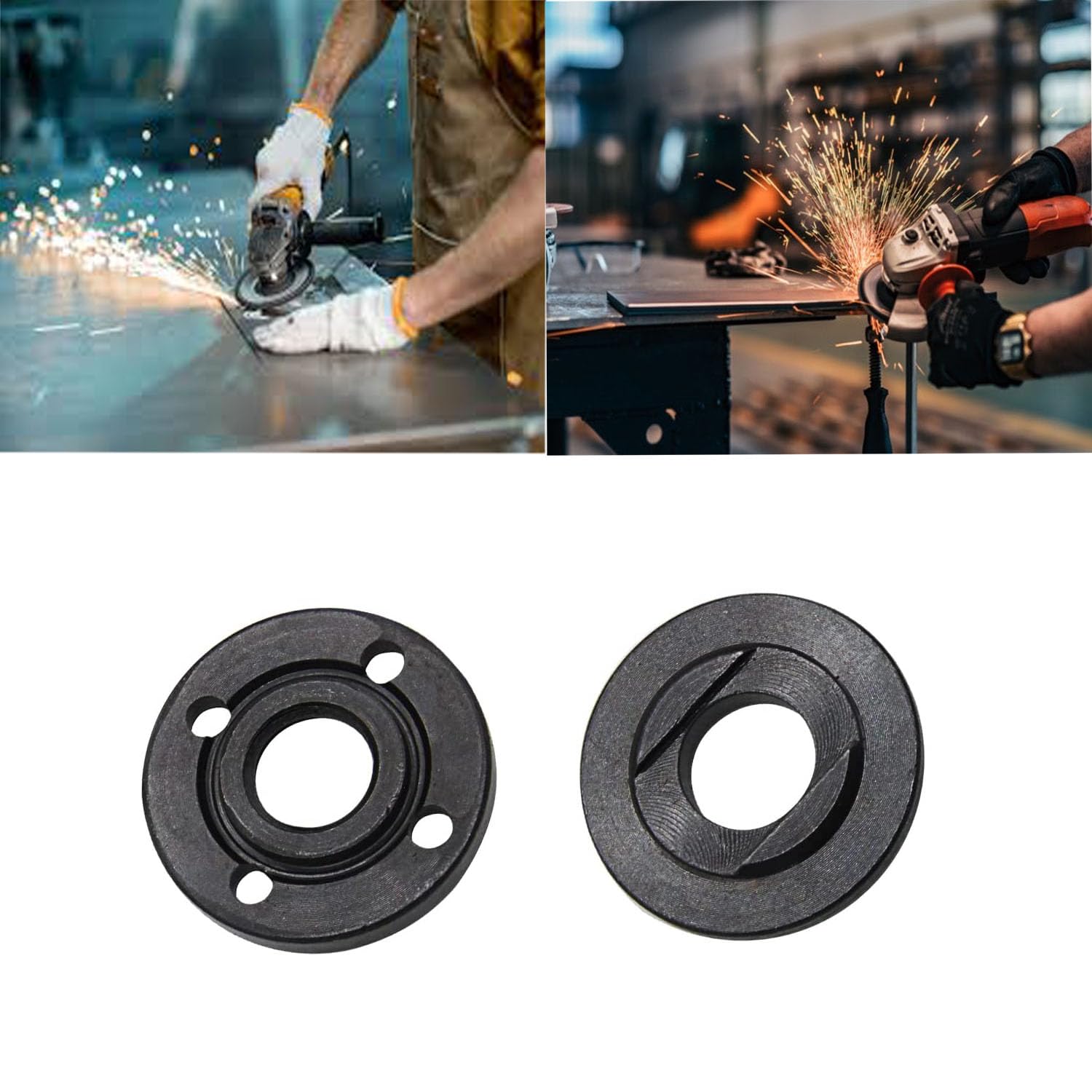 Totowood 7PCS Grinder Flange Angle Wrench Spanner Metal Lock Nut,1PCS Angle Grinder Wrench, 6PCS Flange Nuts,Compatible with Dewalt Bosch Black Decker Ryobi Makita(5/8"-11 threaded shaft)