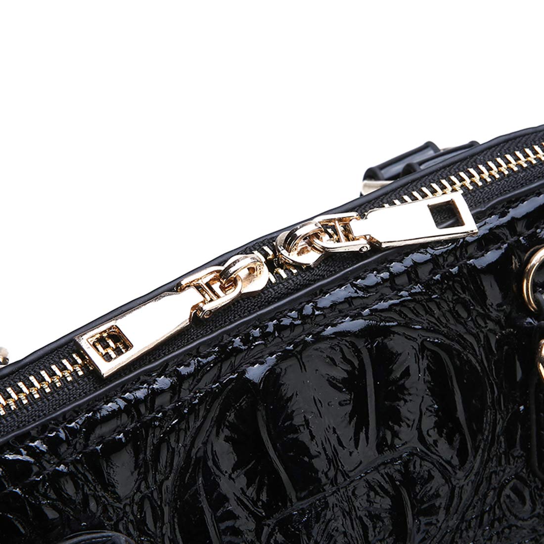 Yan Show Women's Patent Leather Totes Elegant Handbag Crocodile Pattern Top Handle Purse Shell Bag (Purple)
