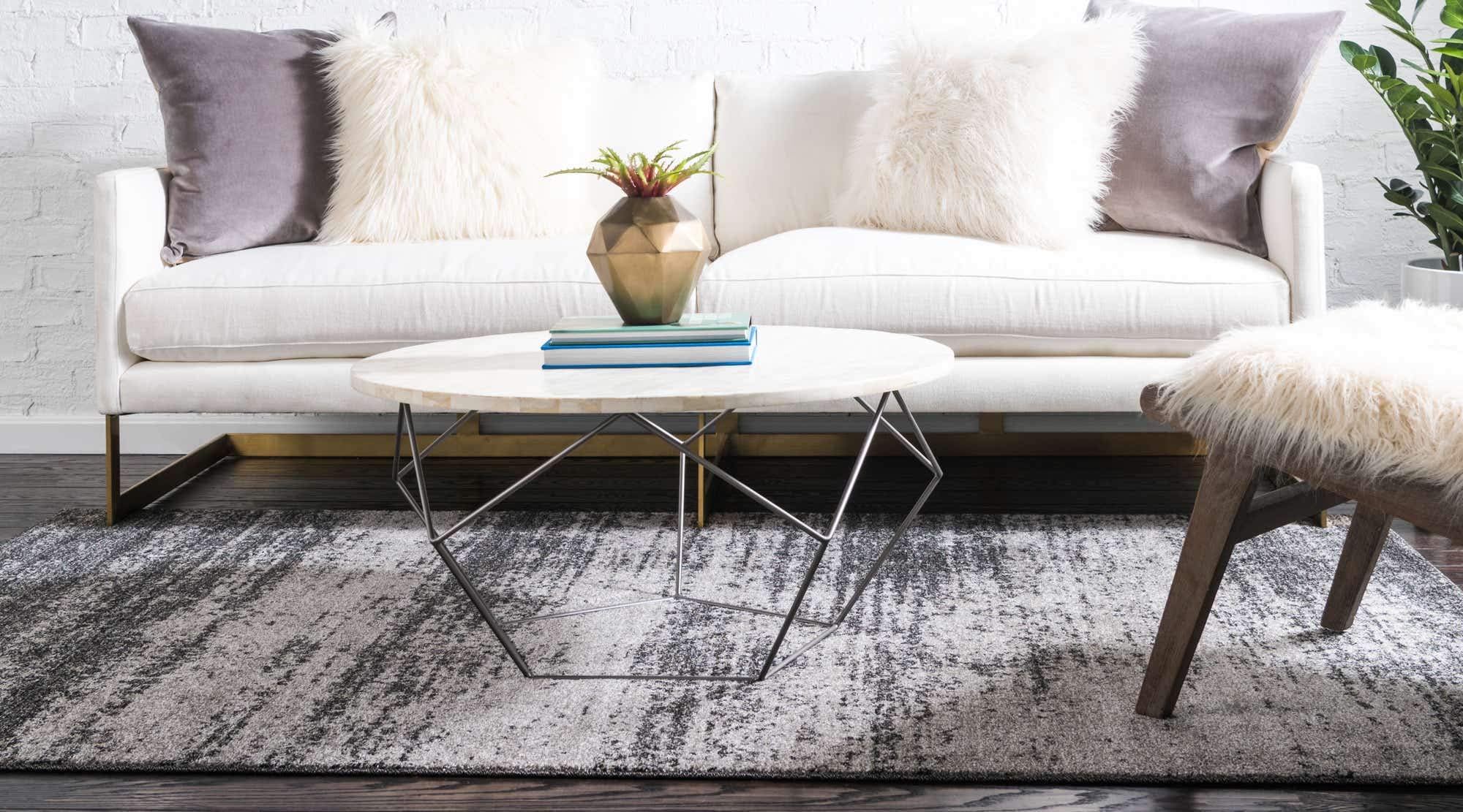 Unique Loom Del Mar Collection Area Rug - Lucille (9'x 12' Rectangle, Dark Gray/ Ivory)