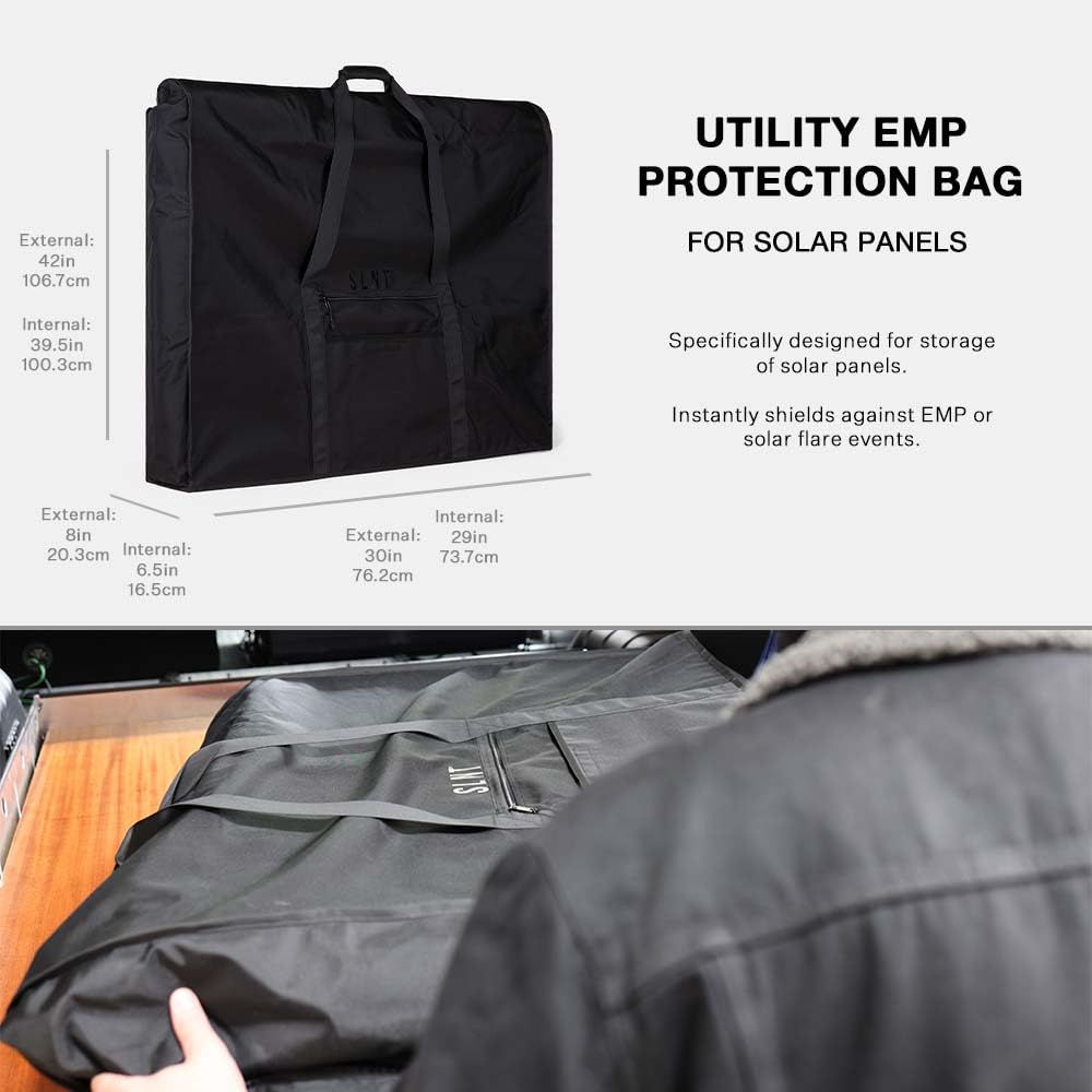 SLNT Utility Faraday Bag for Solar Panels and Large Electronic Devices with Silent Pocket - Military-Grade Water Resistant Nylon, Multishield Blocks Wireless Signals - Protects from Hacking, Spying