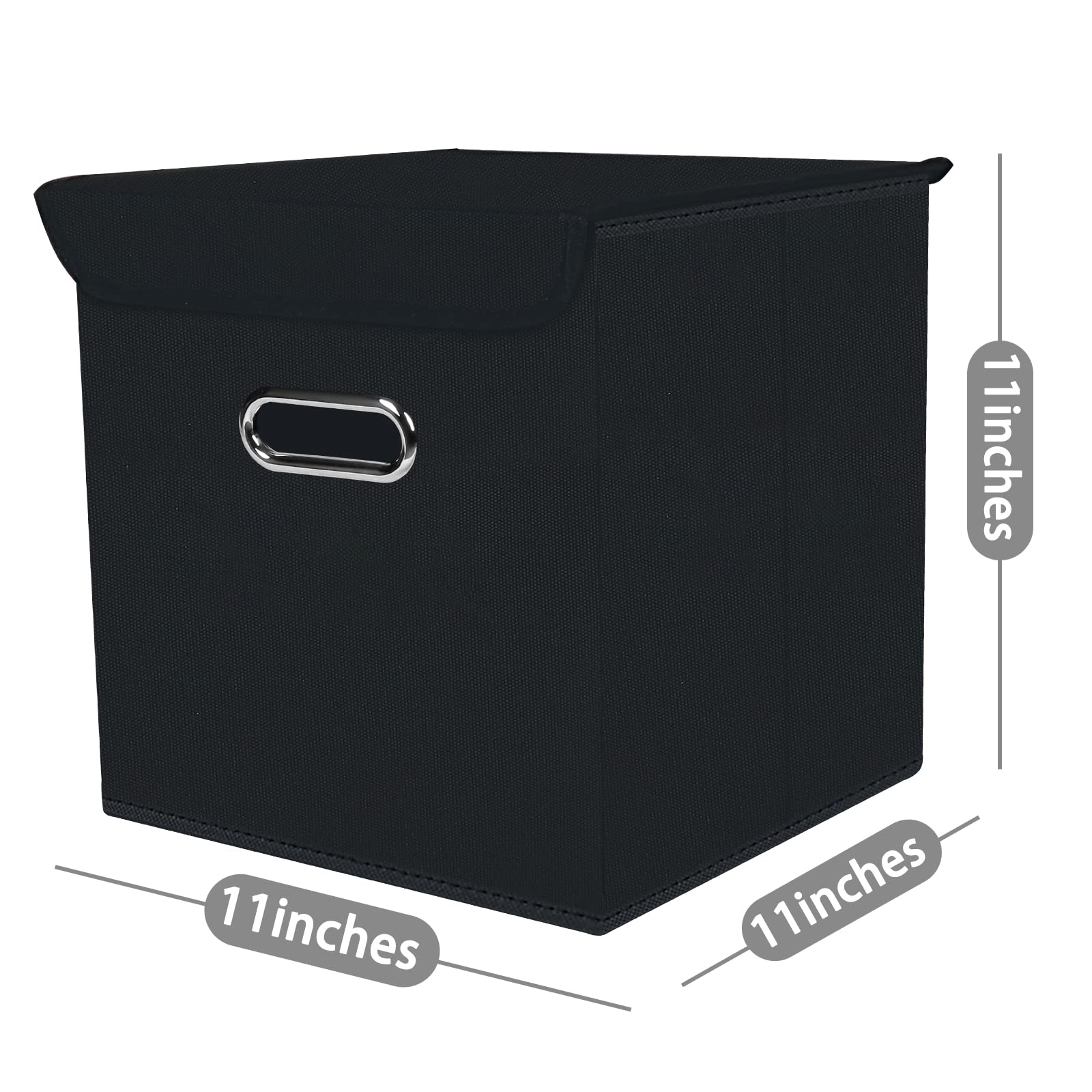 Yunkeeper Collapsible Storage Bins with Lids,Fabric Cube Storage Organizer With Handles,For Clothes Storage,Home, Nursery,Closet Office Basket,3 Pack,(Black