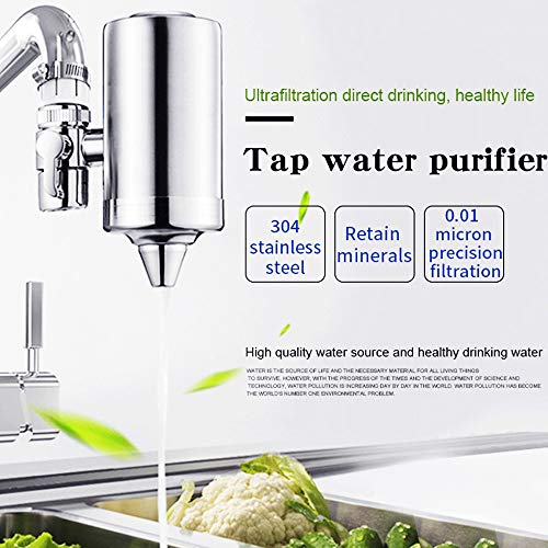 Water Filter Faucet for Sink,Water Purifier with ACF Filter Element,Kitchen Water Filter System,with Double Outlet High Flow to Reduce Chlorine,Lead,BPA Free and Improve Hard Water(2Filters Included)