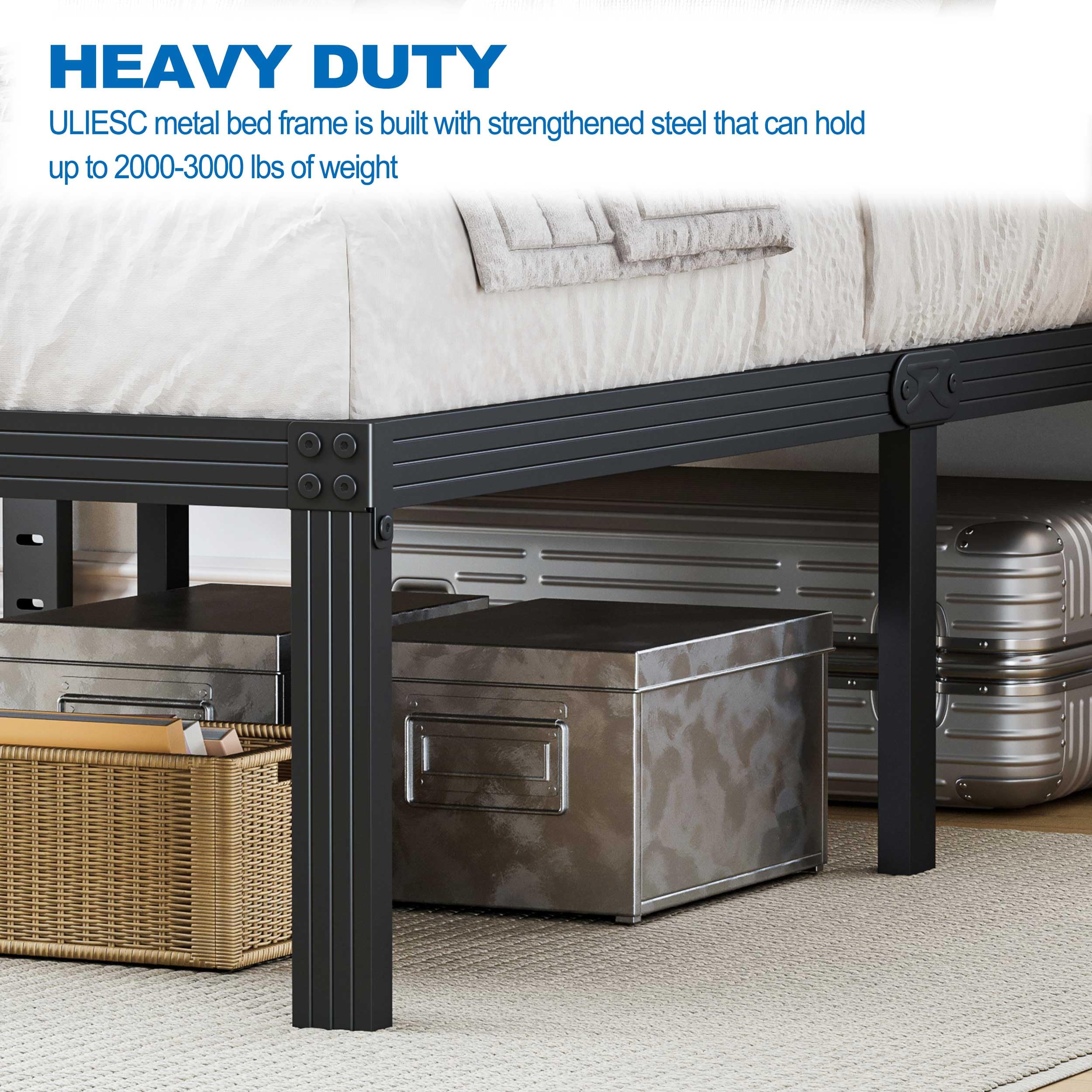 Uliesc Twin Size Bed Frame, 14 Inch High Sleek and Durable Metal Bed Frame, No Box Spring Needed Platform, Heavy Duty Steel Slats with 2000 lbs Support, Easy Assembly, Noise-FreeāMatte Black