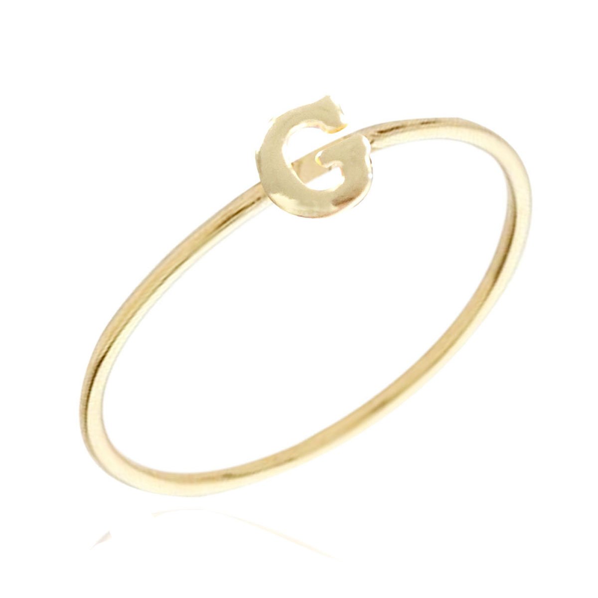 Wrapables Gold Plated Stackable Initial Letter Ring Size 6, Letter G