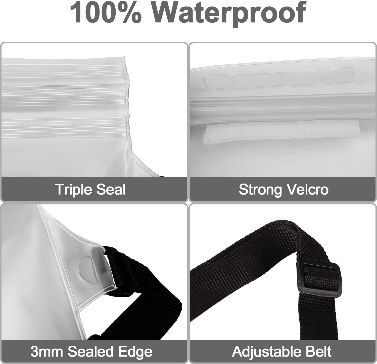 Waterproof Bags with Waist Shoulder Strap Dry Pouch Case to Keep Phone and Valuables Dry and Safe Perfect for Boating Swimming Snorkeling Kayaking Beach Water Parks…