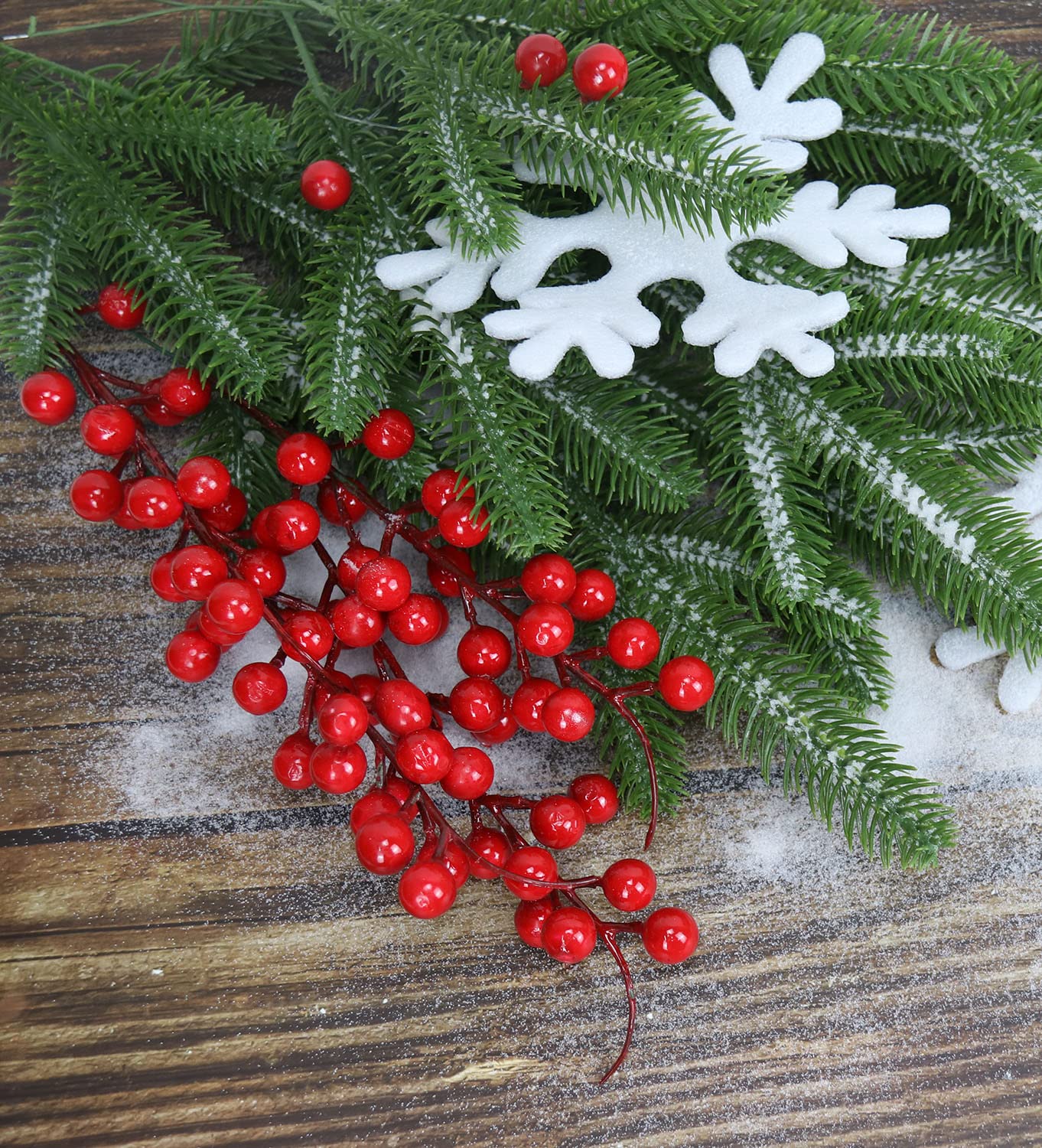 UWIOFF 12 Pack Artificial Red Berry, 10.2" Holly Christmas Berries Stems for Christmas Tree Wreath Decorations, Crafts, Festival Holiday and Home Decor