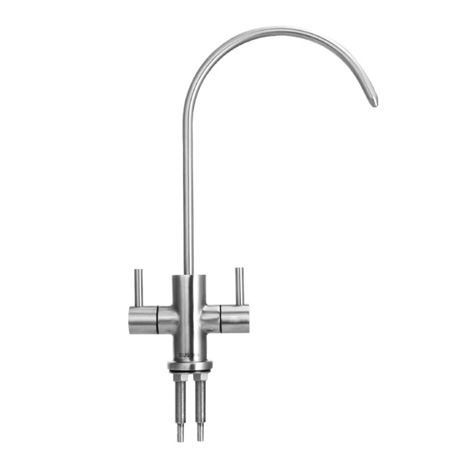 Water Purifier 2 Points Faucet, 304 Stainless Steel Big Elbow Double Water Tap, Direct Drinking Single Cold Kitchen Faucet, Brushed Nickel