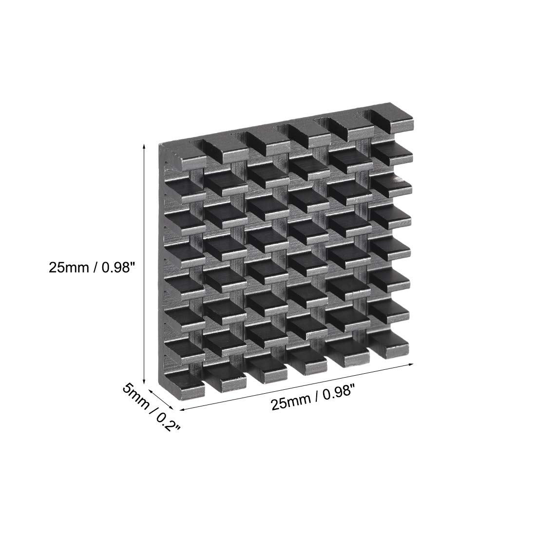 uxcell 5x25x25mm Black Aluminum Heatsink Thermal Adhesive Pad Cooler for Cooling 3D Printers 4Pcs