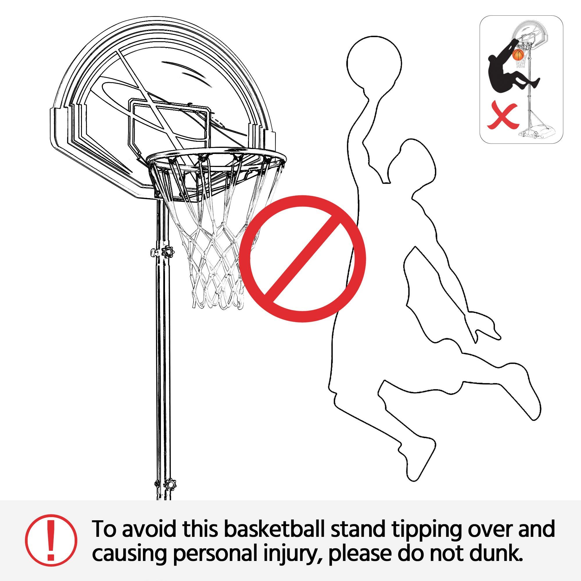 Yaheetech 32" Youth Portable Basketball Hoop 7-9ft Adjustable Height Basketball Stand Backboard System for Indoor Outdoor w/Wheels