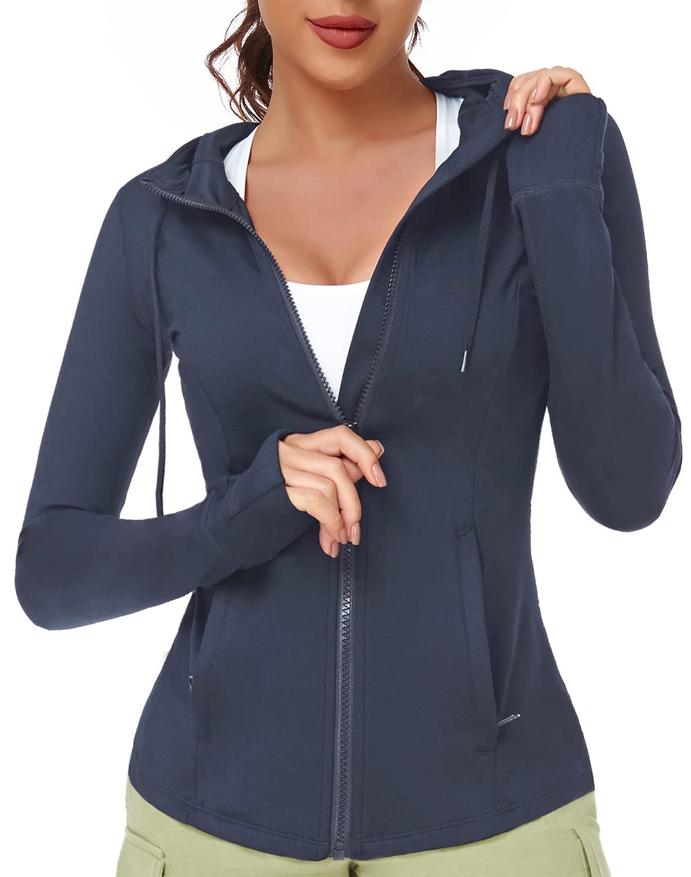 VUTRU Women's Full Zip Up Workout Hoodie Athletic Running Track Jacket
