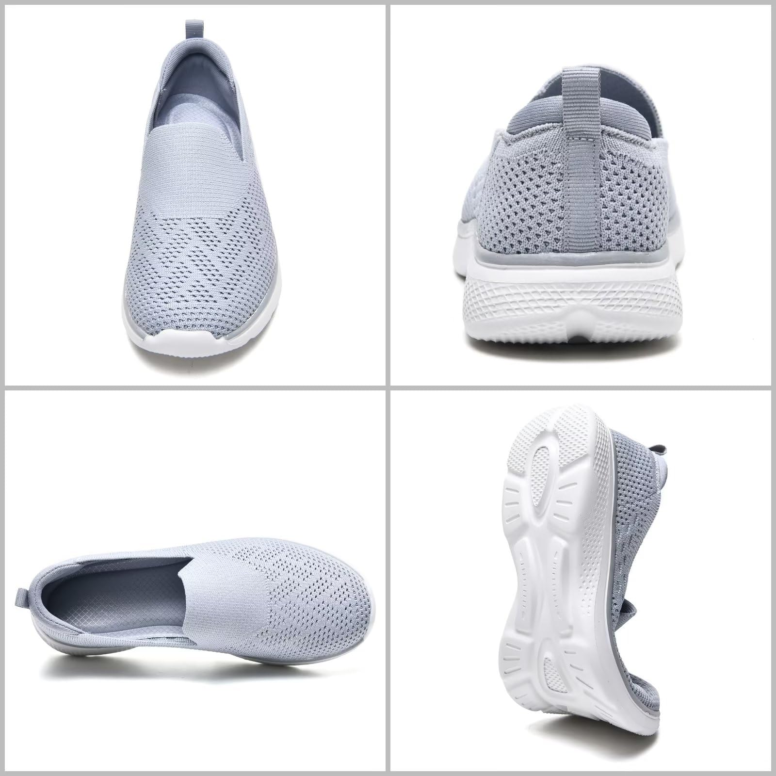 Zuwoigo Women Casual Slip-on Walking Running Shoes - Breathable Workout Gym Work Sneaker 7 B(M) US Light Gray