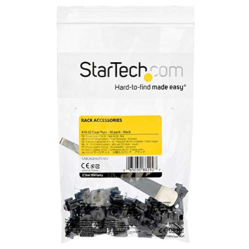 StarTech.com 10-32 Cage Nuts - 50 Pack - Rack Mount Clip Nuts - for Square Hole Server Rack - Black (CABCAGENUTS1032)