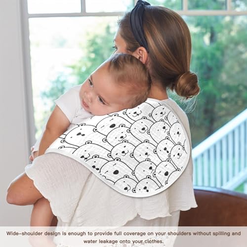 vvfelixl Muslin Burp Cloths Polar Bear Baby Washcloths for Baby Girl Boys 2 Pack White