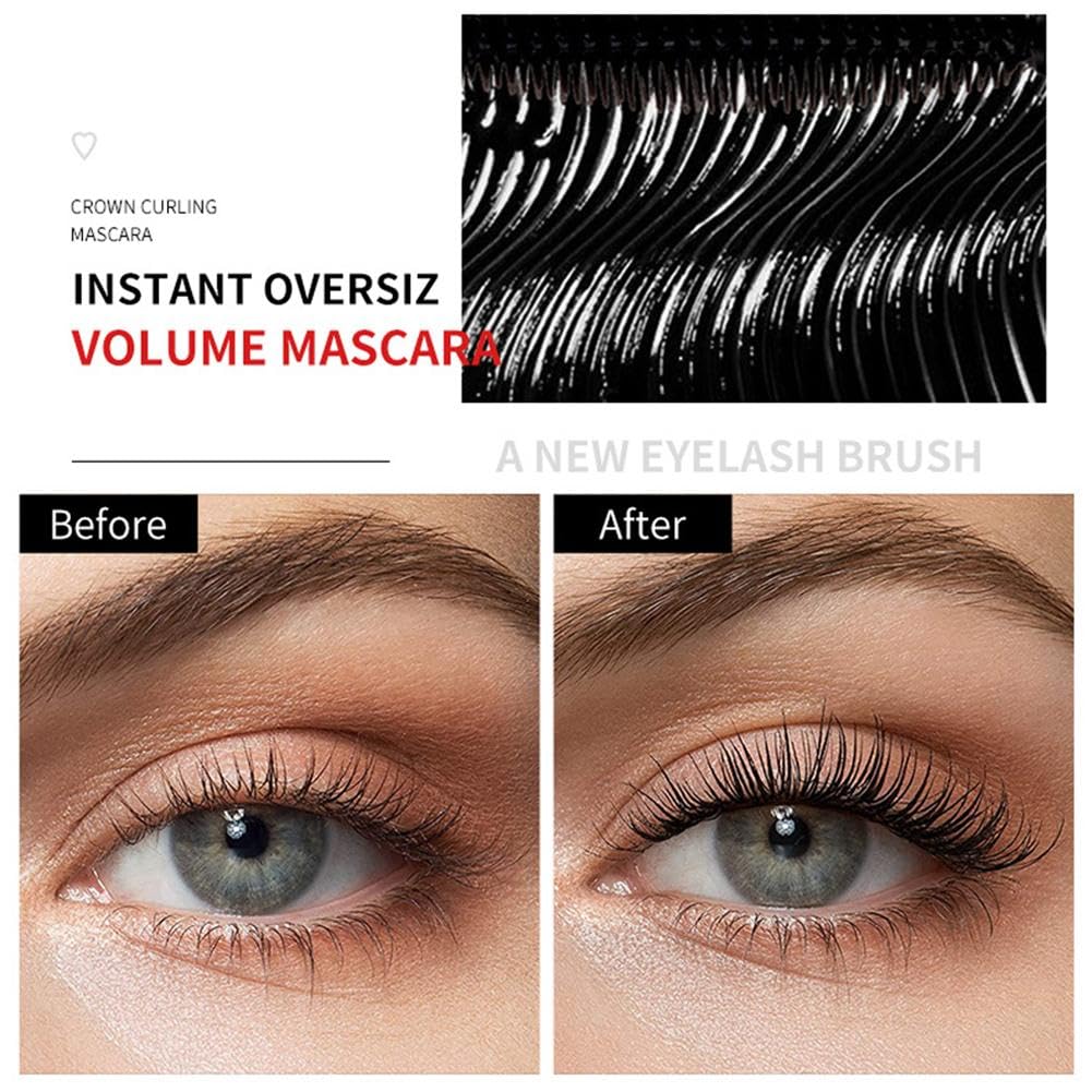 Yanquina Mascara, 4d Waterproof and Sweat Proof Mascara, Quick-Drying, Long-Lasting, Smudge-Proof 2 in 1 Black Mascara