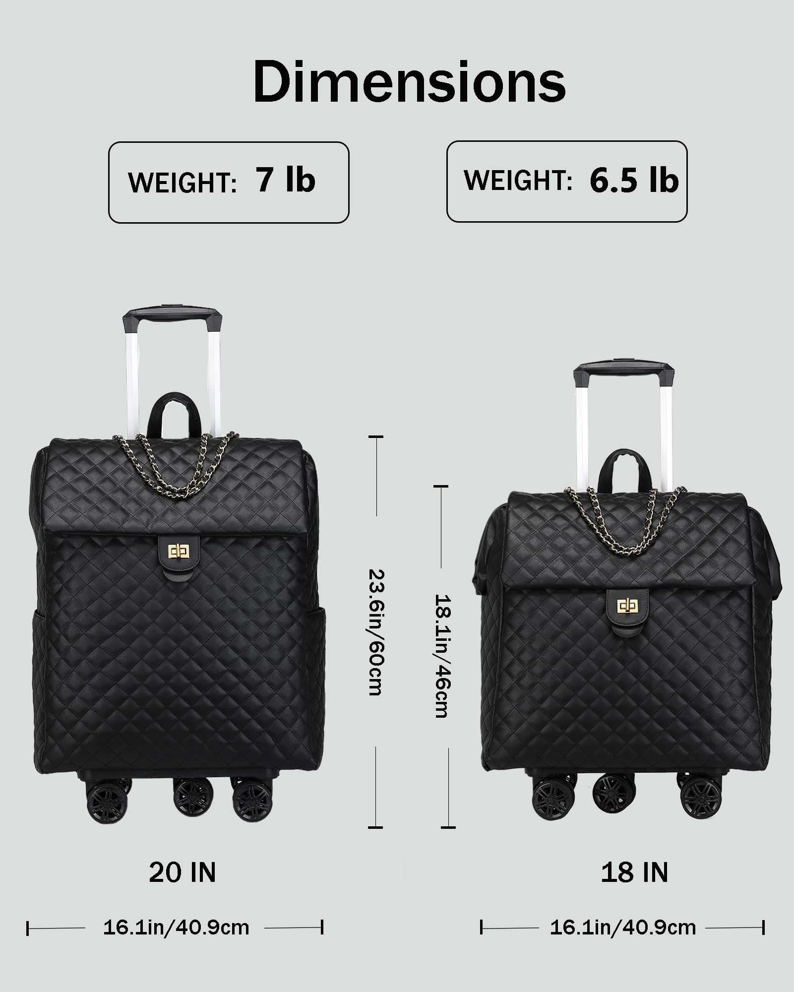 VH&GRED Elegant & Convenient Suitcases with Wheels Carry on Luggage for Travel 18-Inch Leather Suitcase with Universal Wheels…