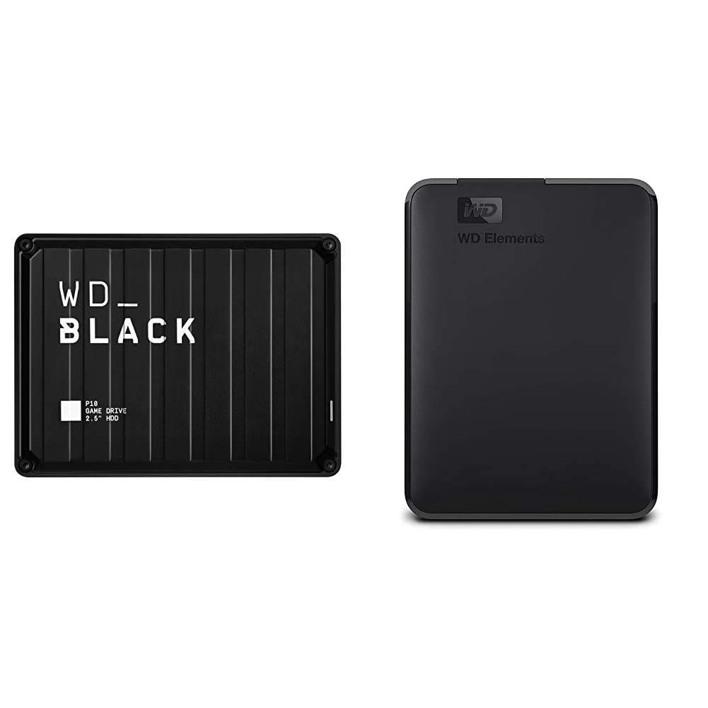 WD_Black 2TB P10 Game Drive, Portable External Hard Drive Compatible with Playstation, Xbox, PC, & Mac - WDBA2W0020BBK-WESN & 2TB WD Elements Portable External Hard Drive, USB 3.0 - WDBU6Y0020BBK-WESN