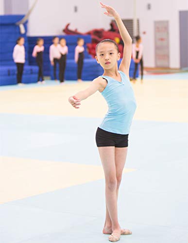 ZIZI Kid Little Big Girl Dance Tumbling Athletic Easter Gymnastics Black Short,140CM( 9-10Years)