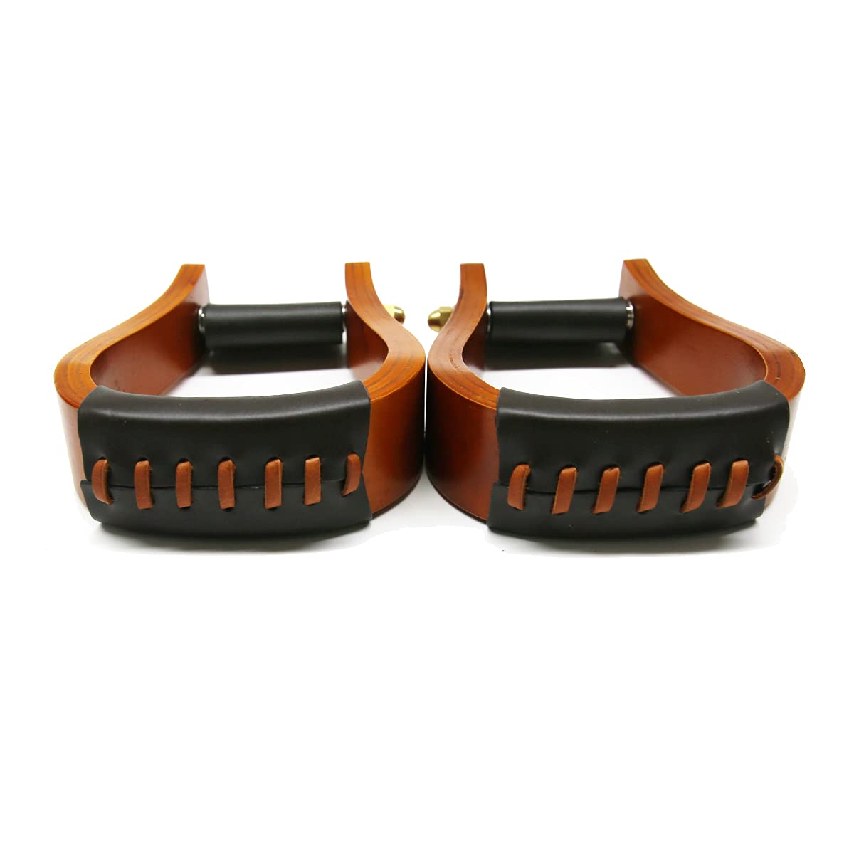 UNISTRENGH 1 Pair Safety Stirrups Horse Riding Bamboo Cowhide Treads Equestrian Horsing Accessories (Natural)